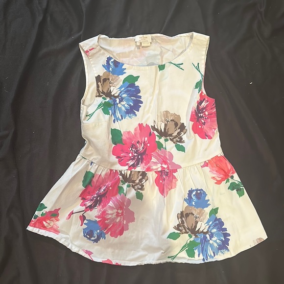 kate spade | Tops | Kate Spade White Floral Peplum Top Size Four | Poshmark